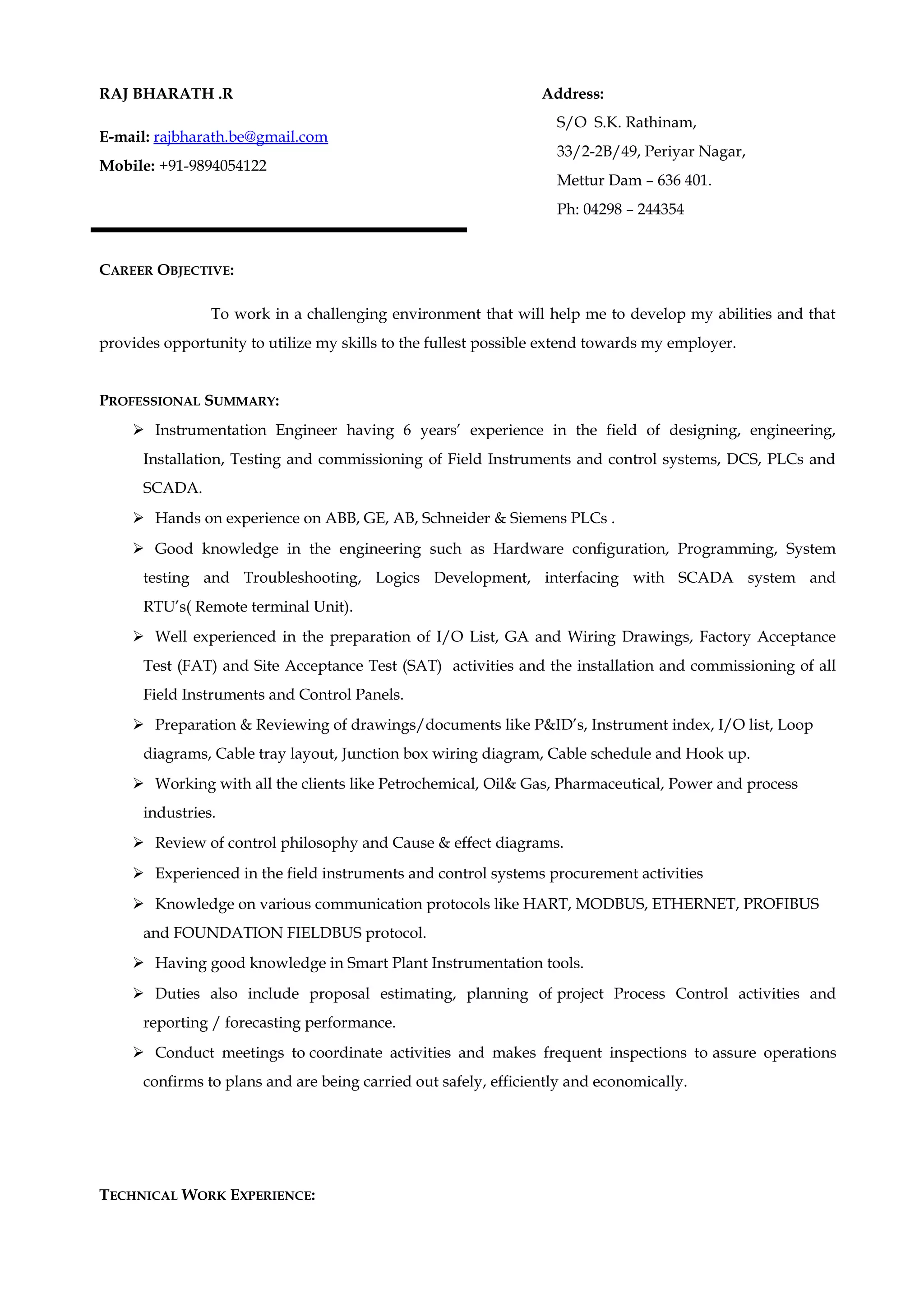 Resume raj bharath be | PDF