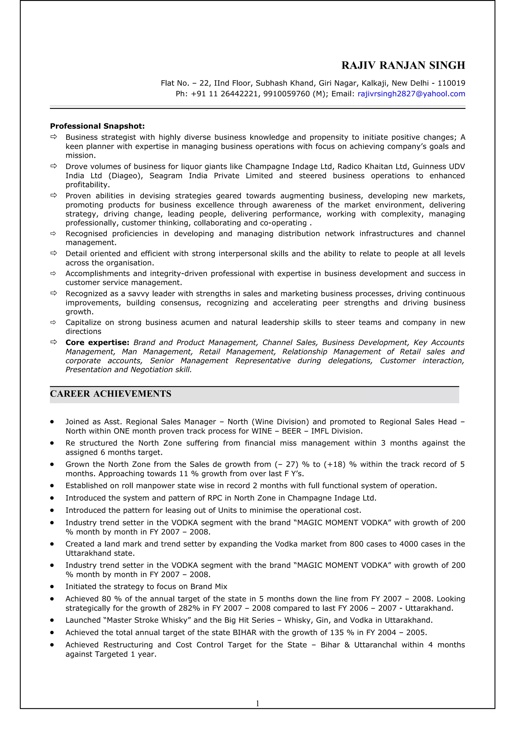 Resume Rajiv Ranjan Singh. | DOC