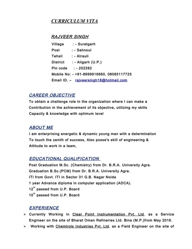 Resume (rajveer singh) | DOC