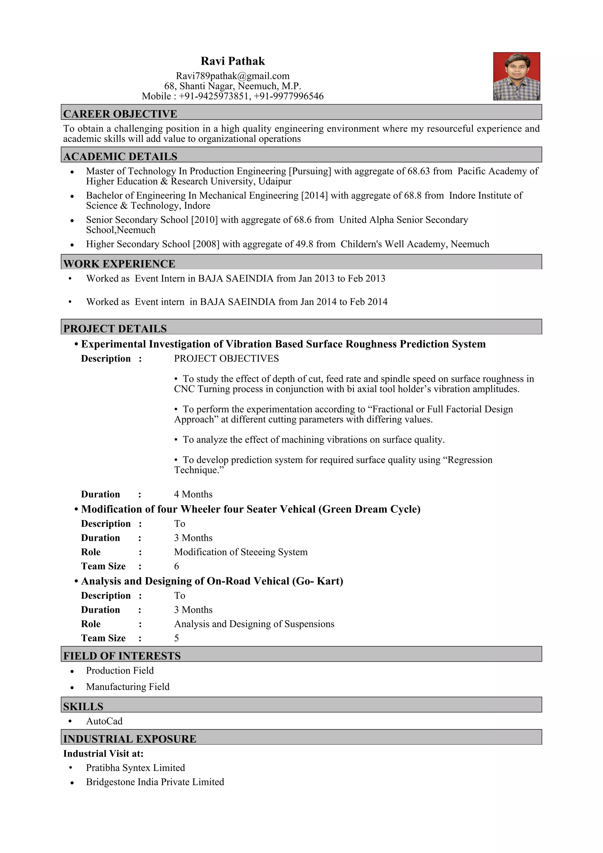 Resume ravi pathak | PDF Resume ravi pathak | PDF