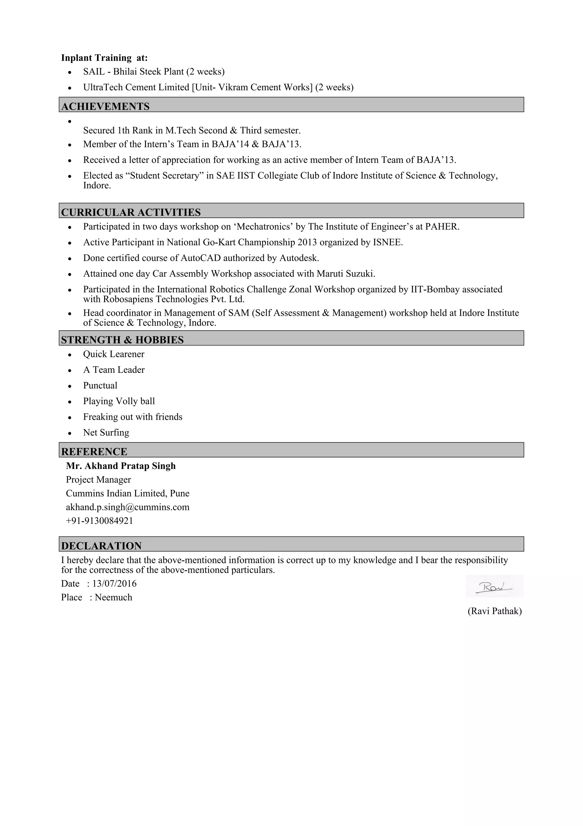 Resume ravi pathak | PDF Resume ravi pathak | PDF