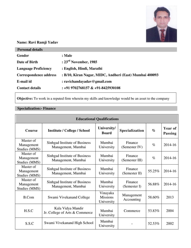 Resume ravi yadav | PDF