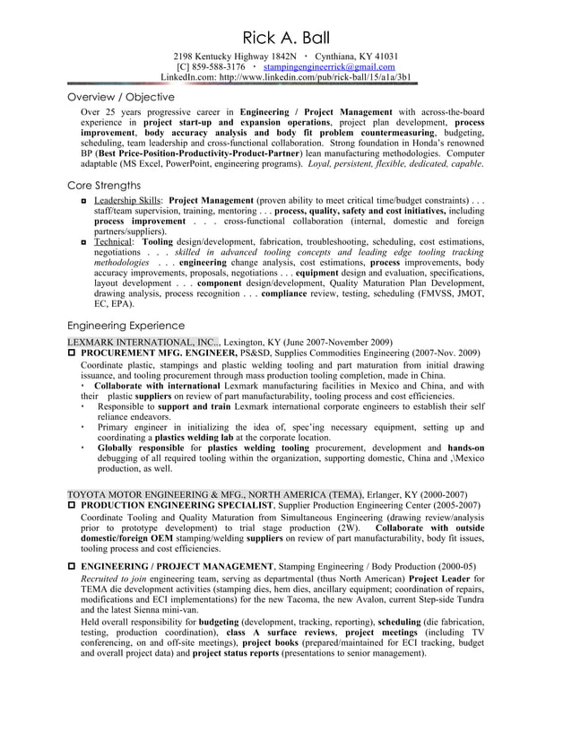 Resume Rick A Ball June 2010 | PDF