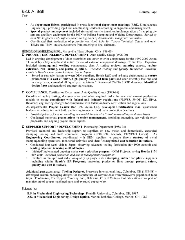 Resume Rick A Ball June 2010 | PDF