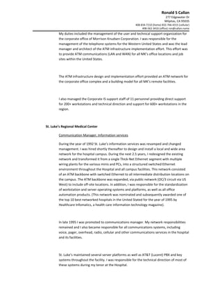 Resume Ronald S Callan Nov 2012 | PDF