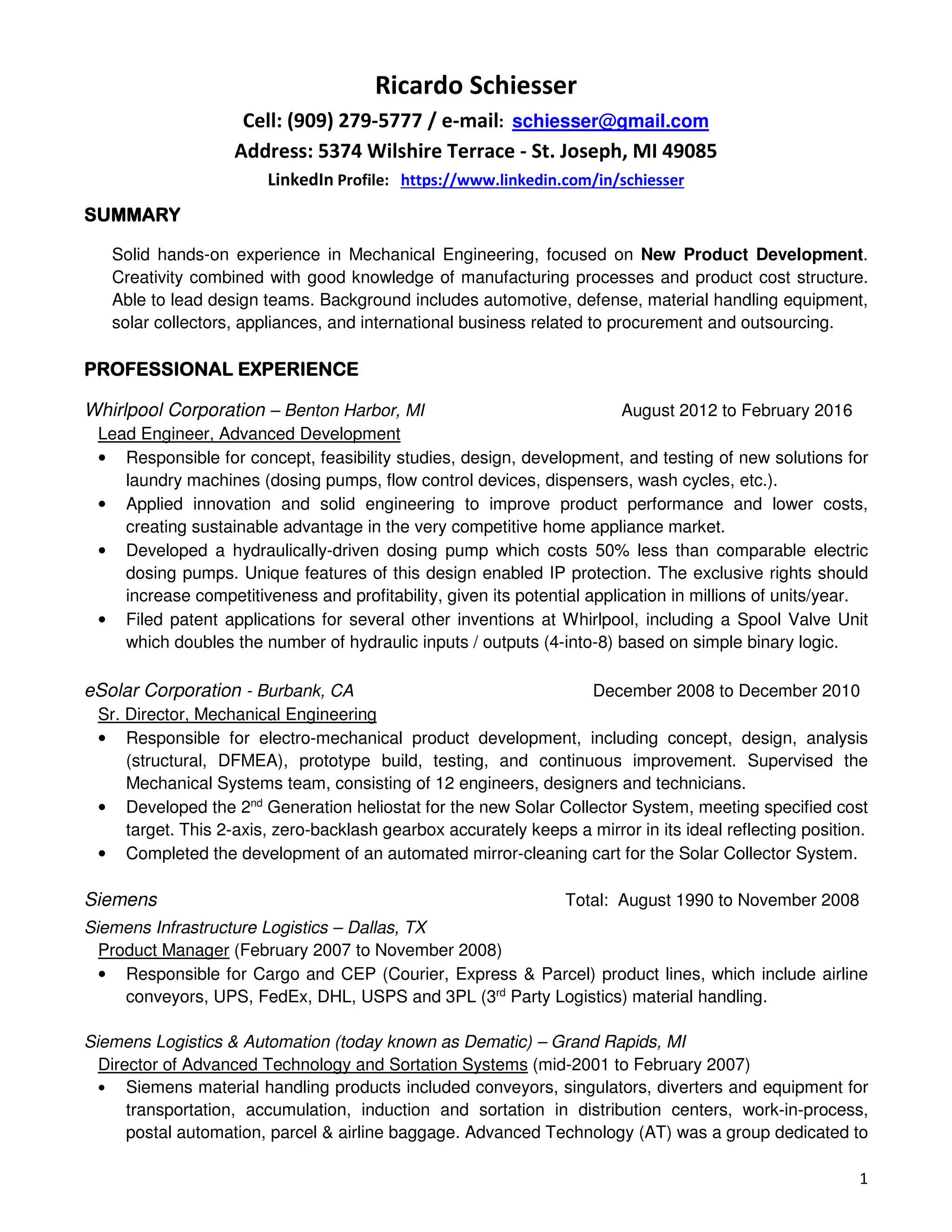 Resume Ricardo Schiesser | PDF