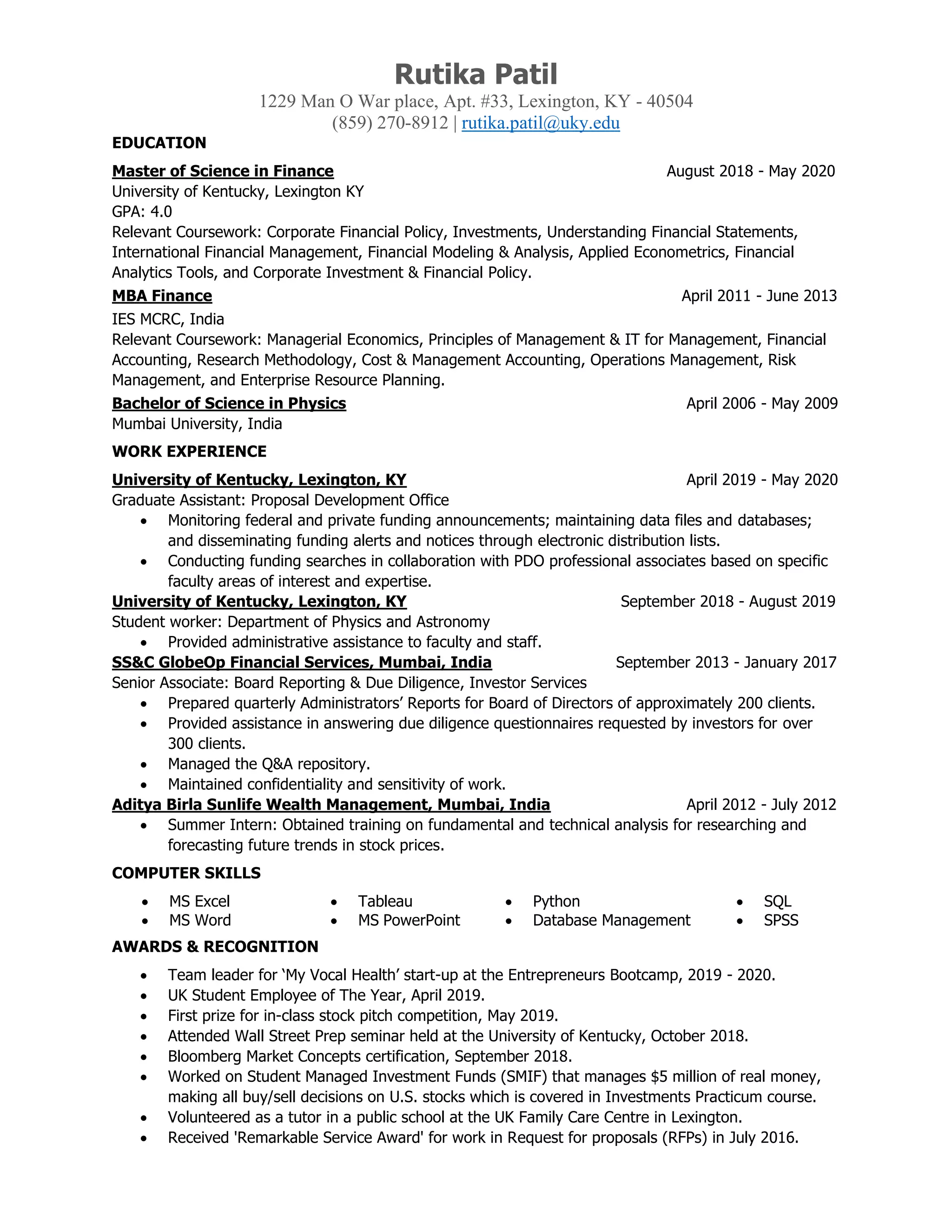 Resume - Rutika Patil | PDF