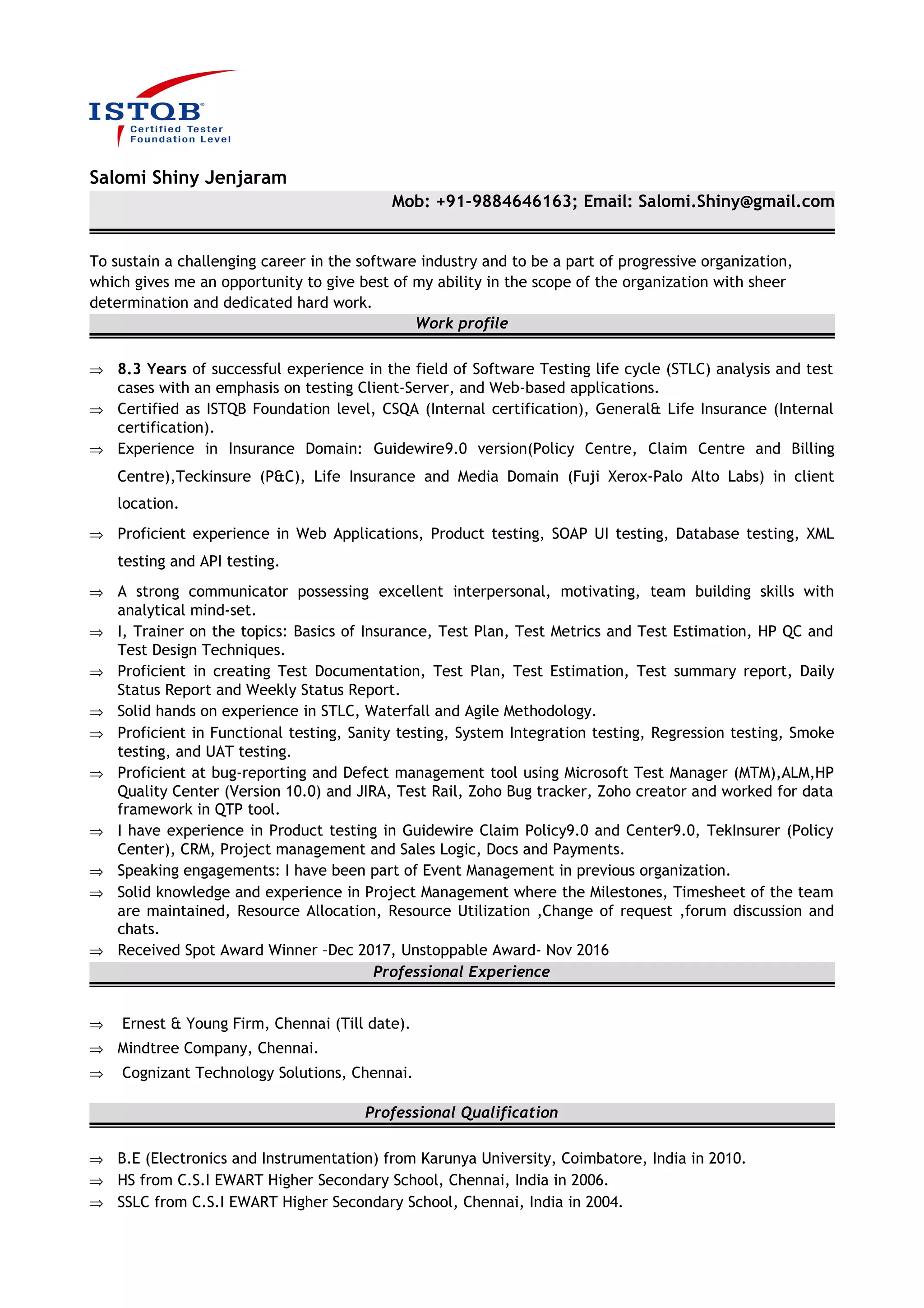 Resume salomi shiny jenjaram | PDF