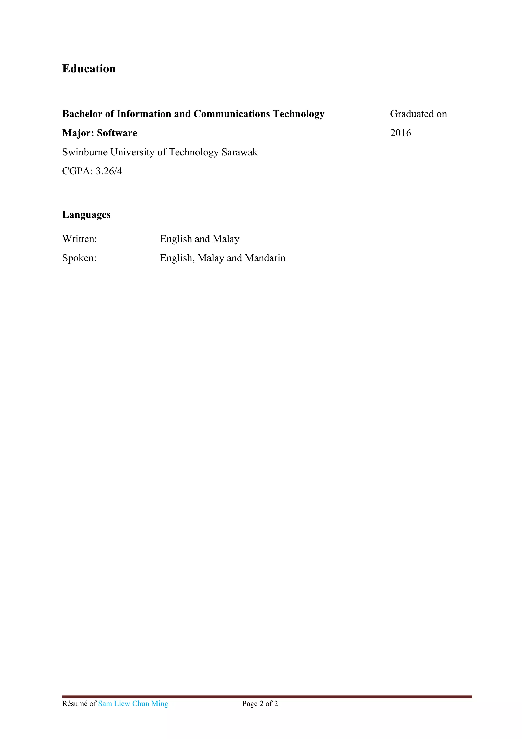 Resume (sam liew chun ming) | PDF