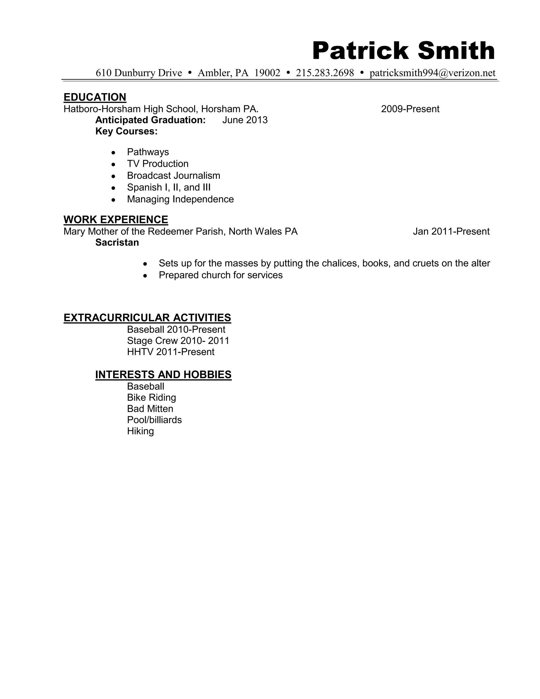 Resume sample pat smith | PDF
