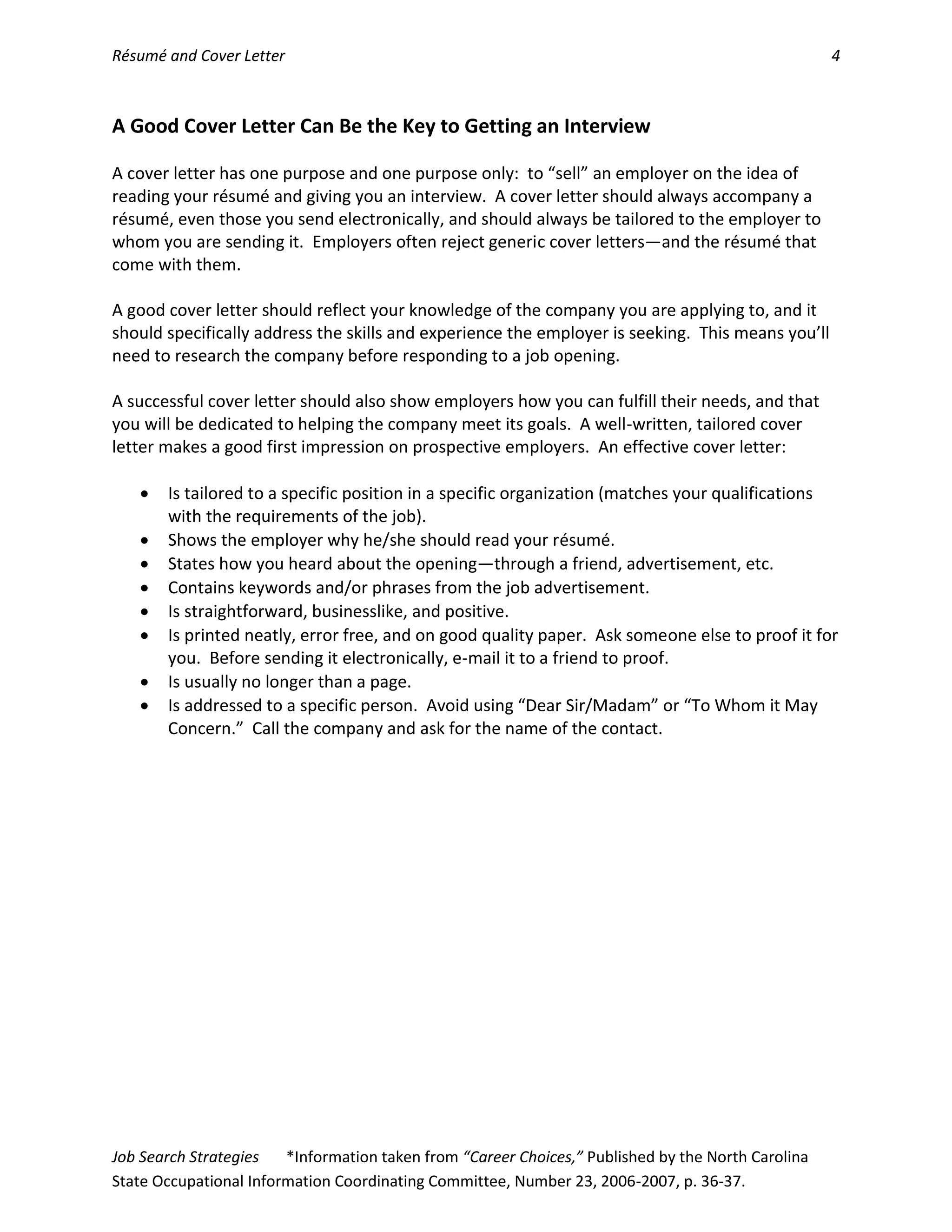 Resumes and Cover Letter | PDF