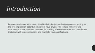 Resumes and Cover Letters for job applications.pptx