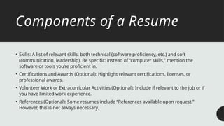 Resumes and Cover Letters for job applications.pptx