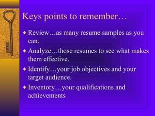 Resumes and Cover Letters Presentation | PPT