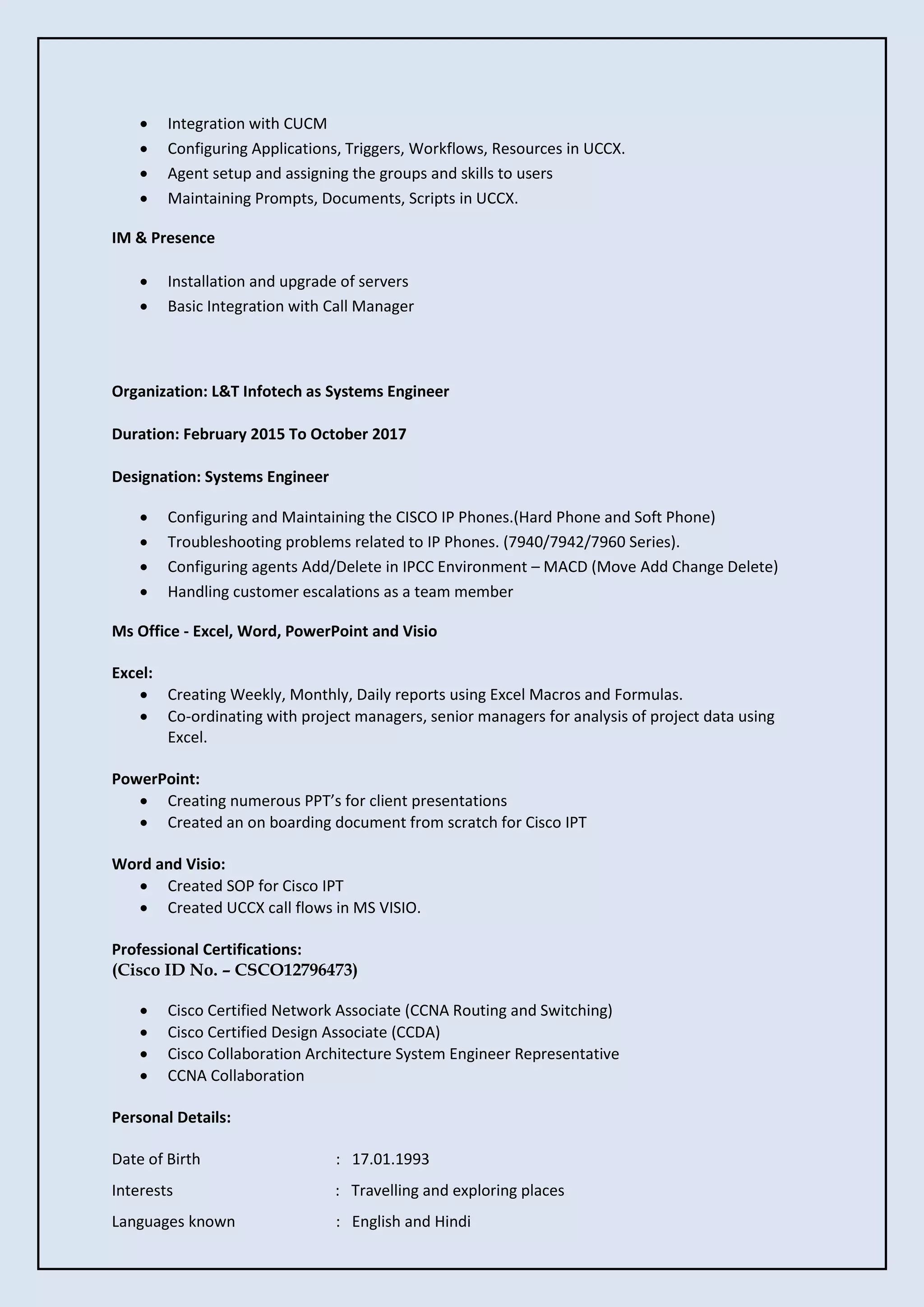 Resume saurabh gupta_voip | PDF | Operating Systems | Computer Software and Applications