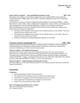 Senior Sofware Resume | DOC