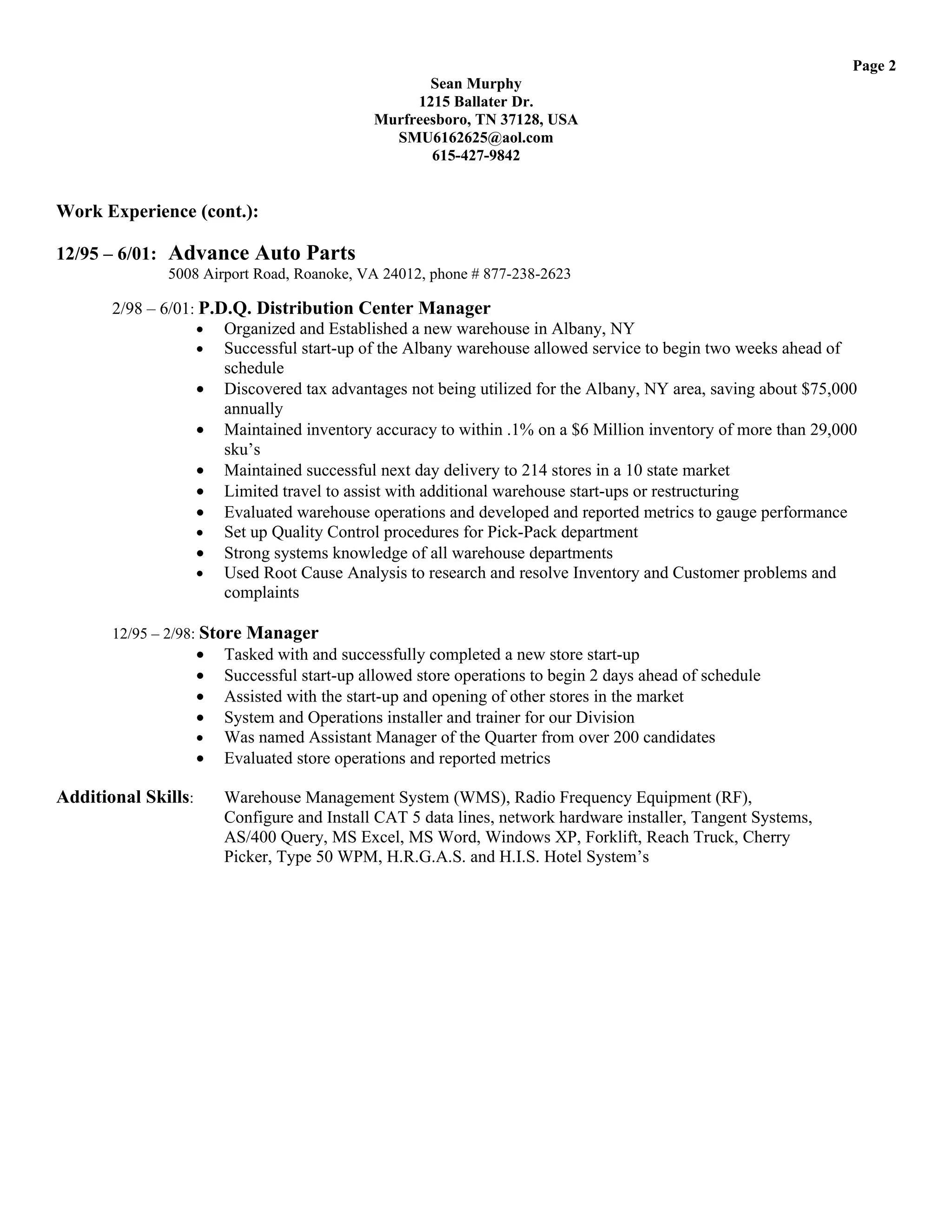 Resume Sean Murphy | DOC