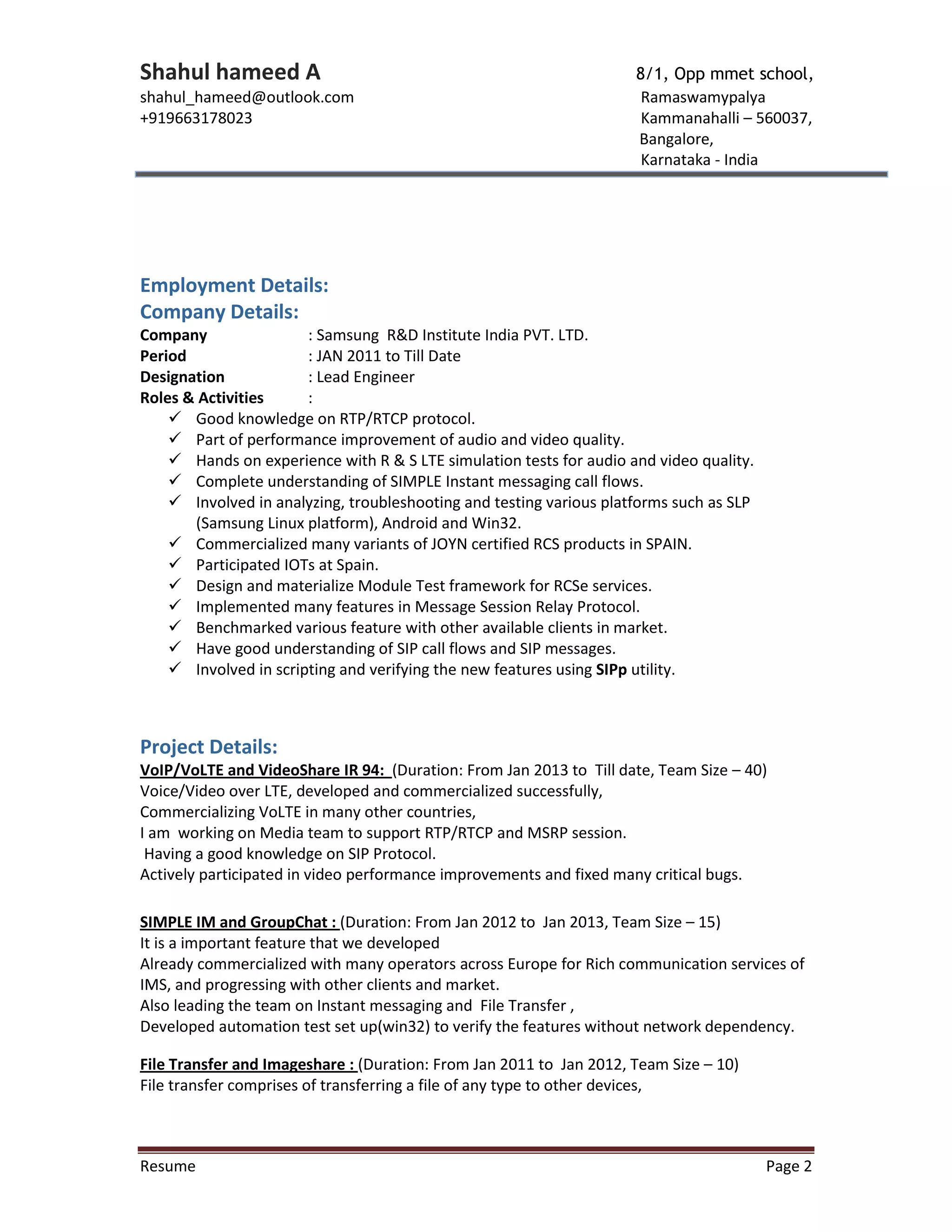 Resume shahul rcs | PDF