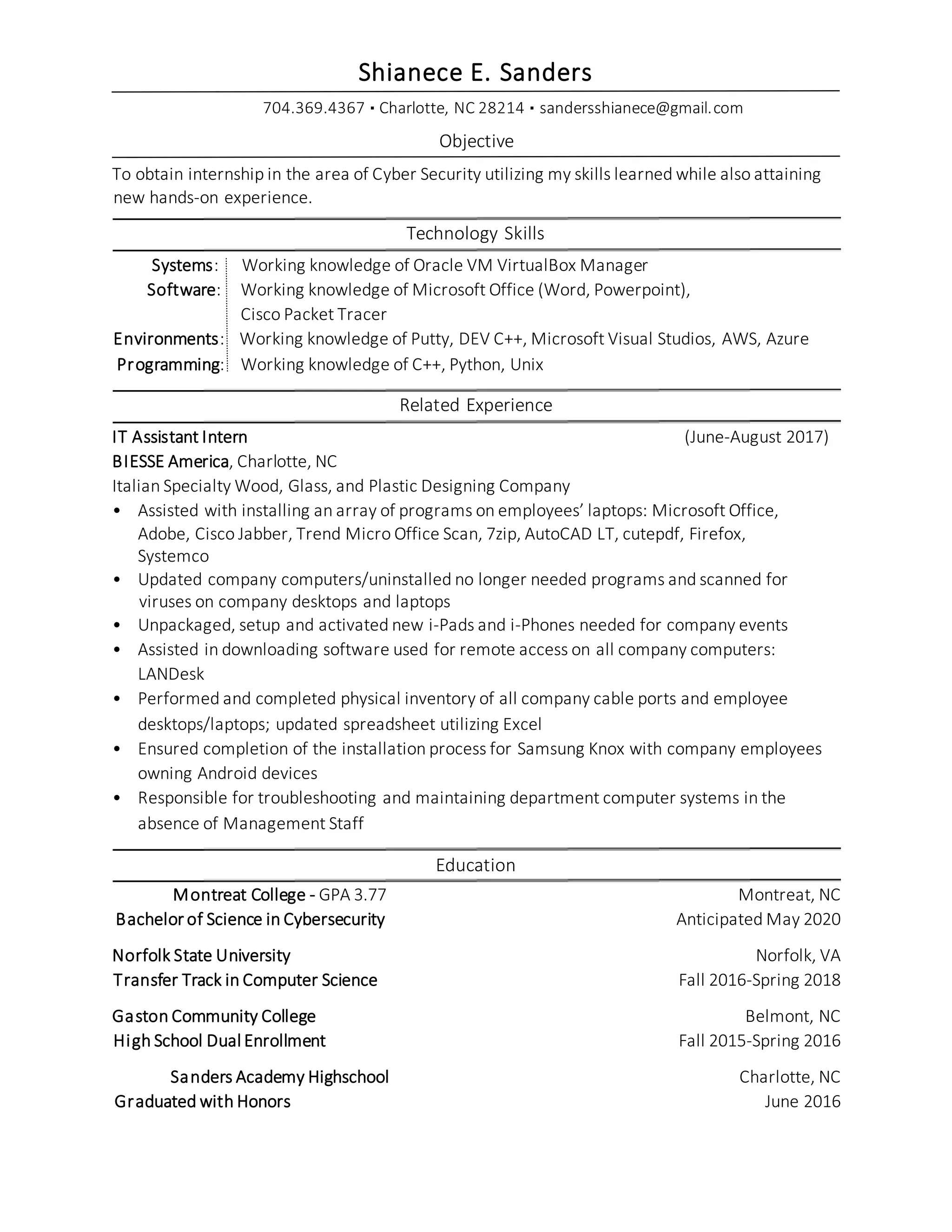 Resume shianece sanders | PDF