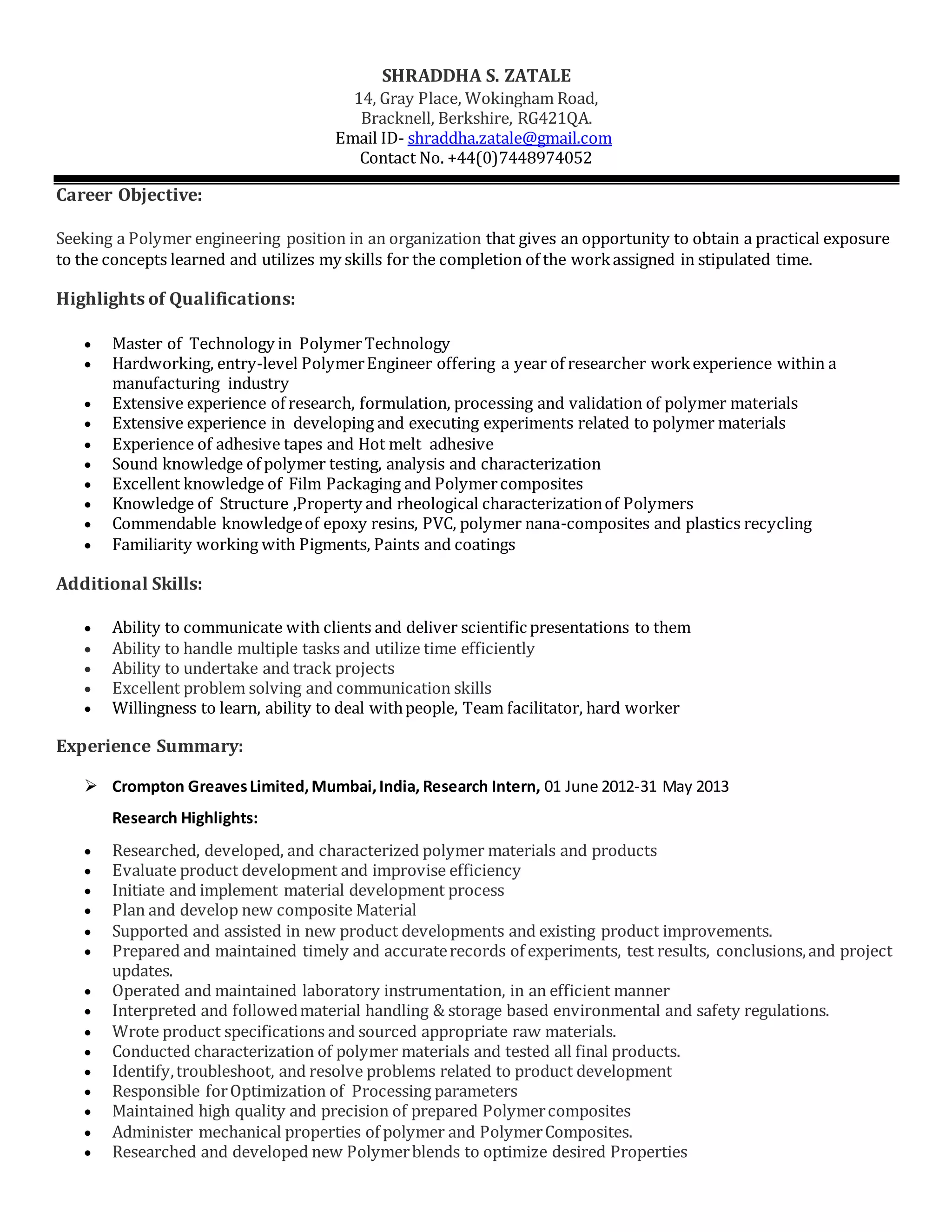 Resume Shraddh Zatale | DOCX