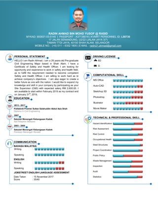 Resume Site Supervisor - Radin Ahmad | PDF