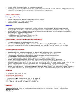 SQA Purchase Operations Manager CV | DOC