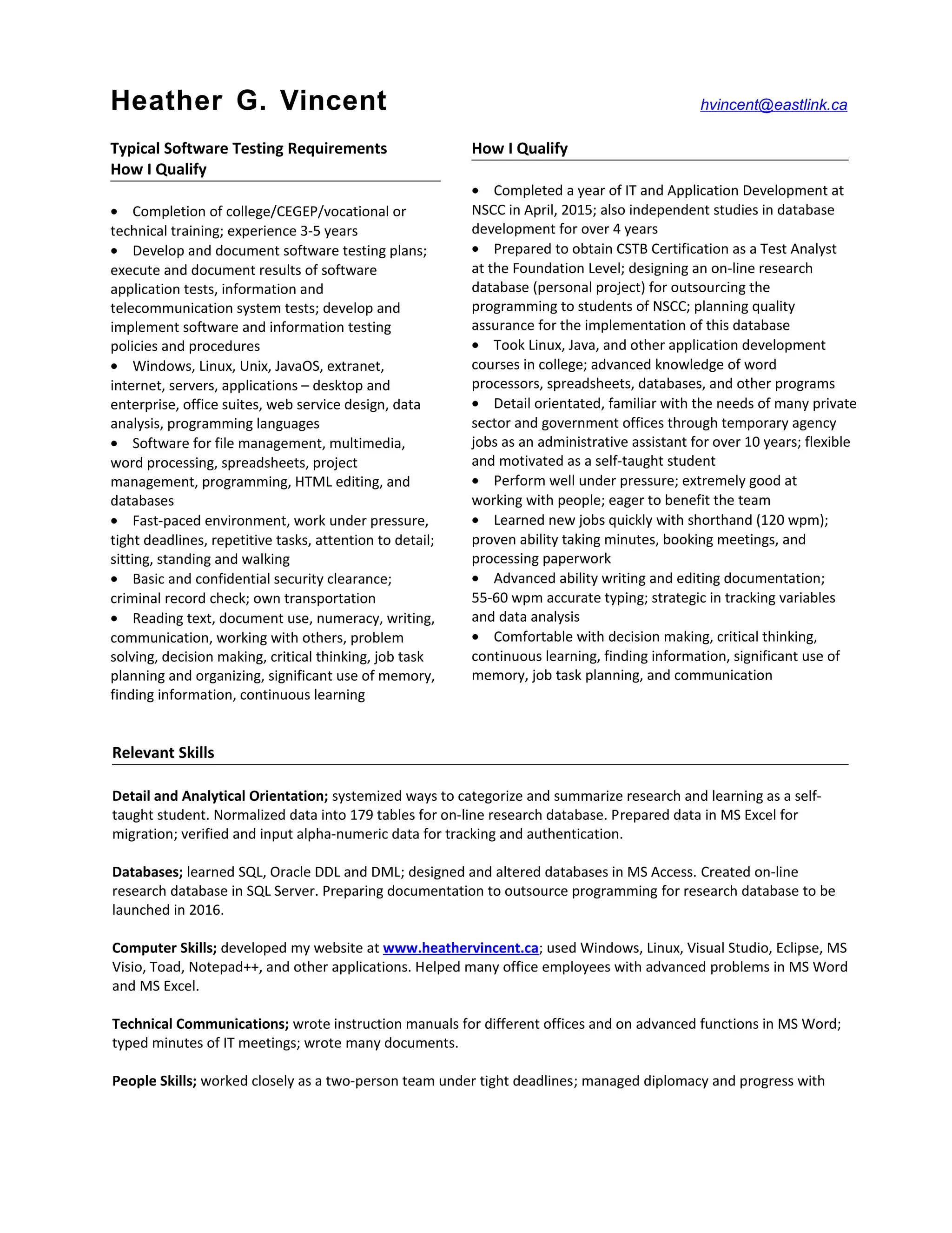 Resume software tester | DOC