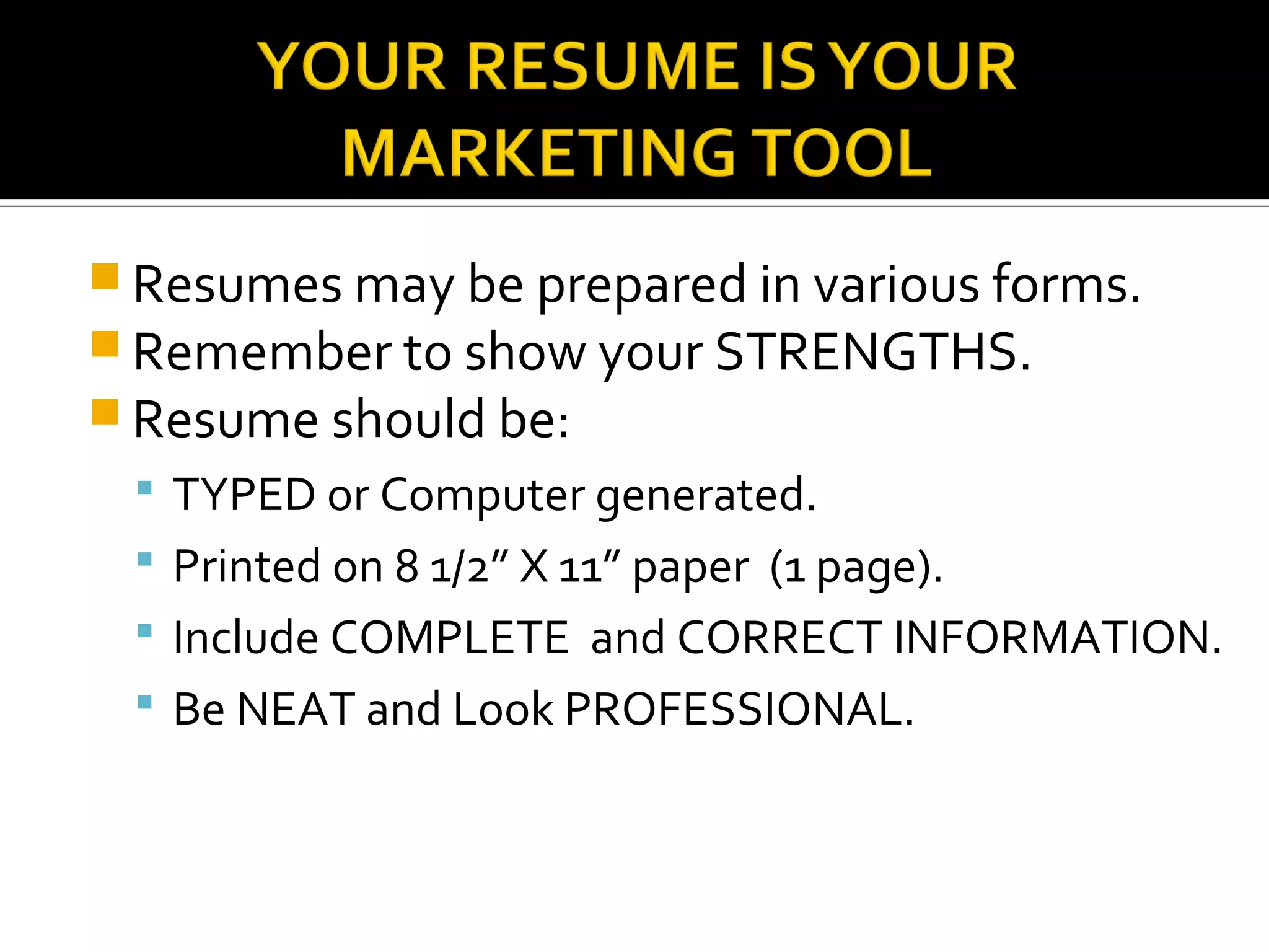Resumes | PPT