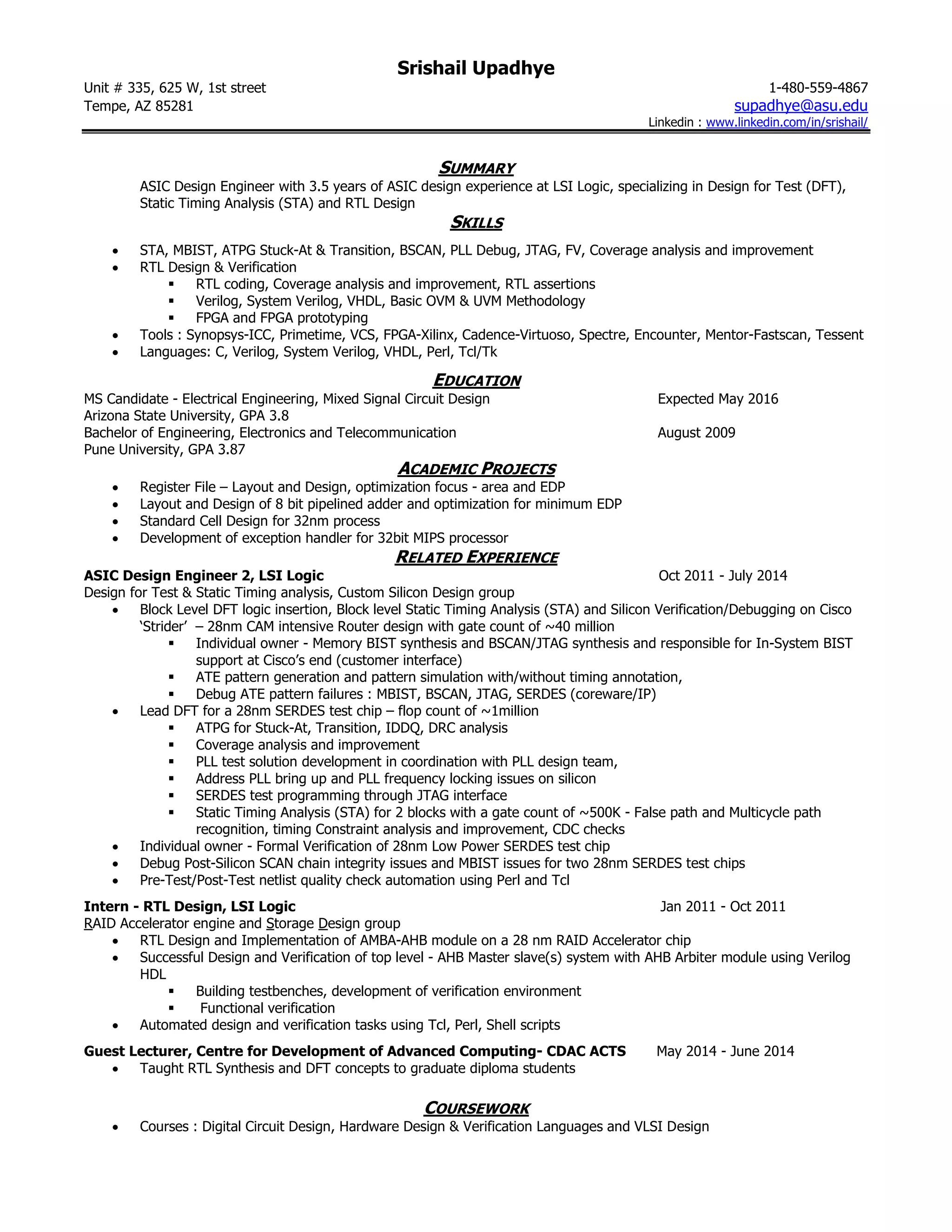 Resume srishail upadhye | PDF