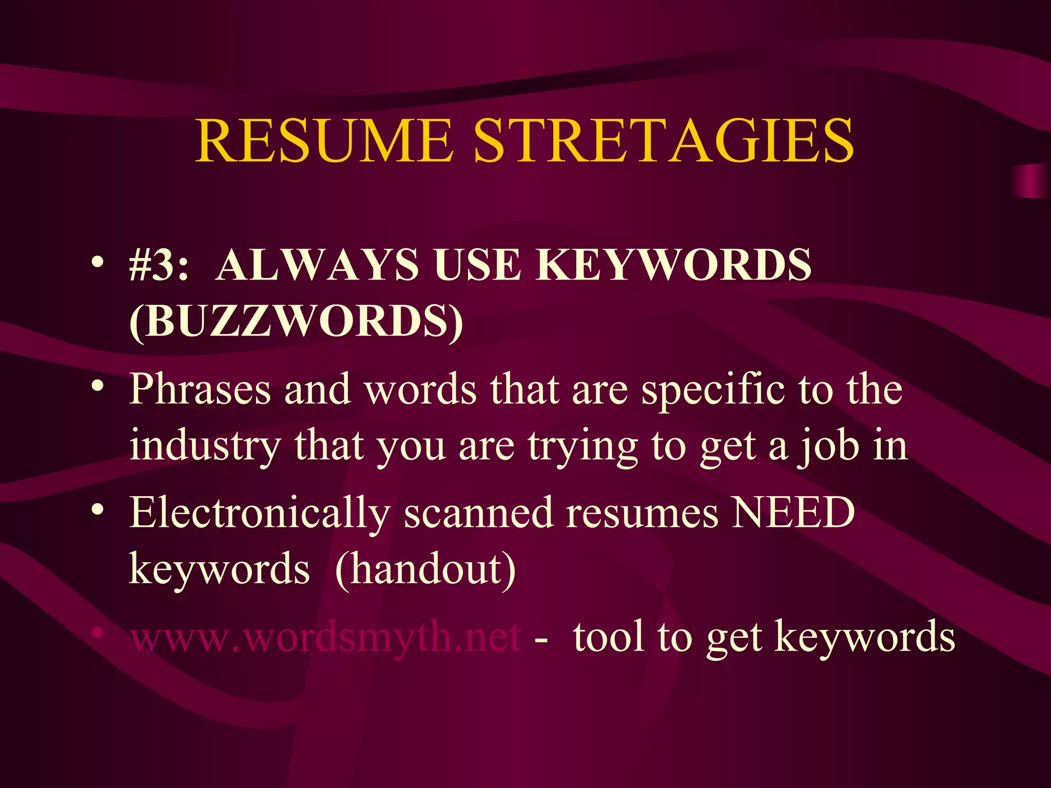 Resume strategies | PPT