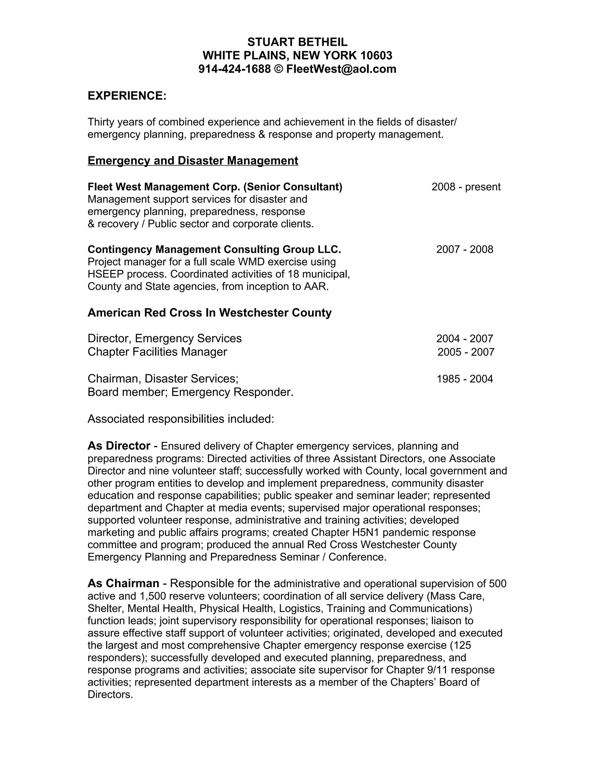 Resume Stuart Betheil. Esc | DOC