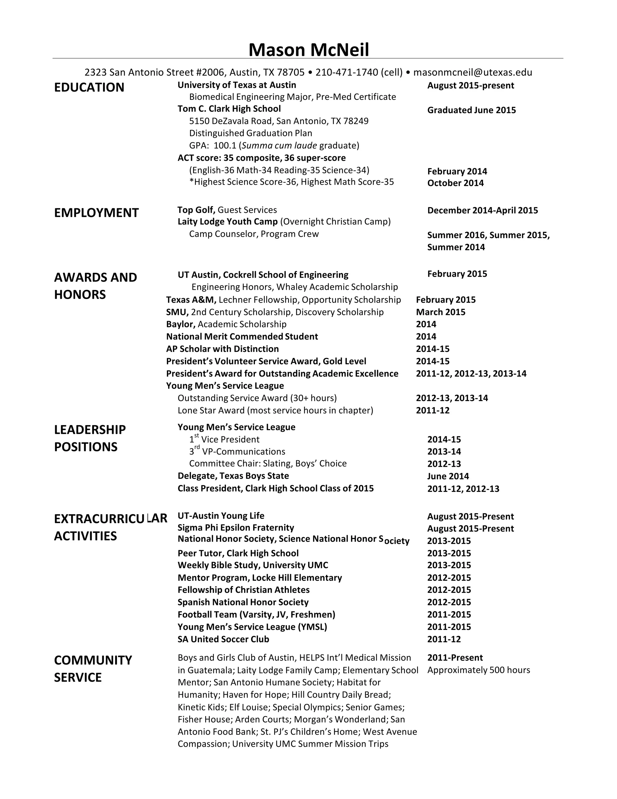 Mason McNeil 2016 Resume | PDF