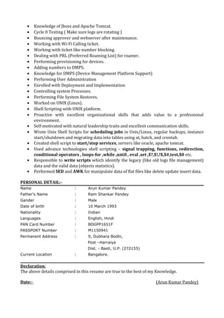 Resume support engineer | DOC
