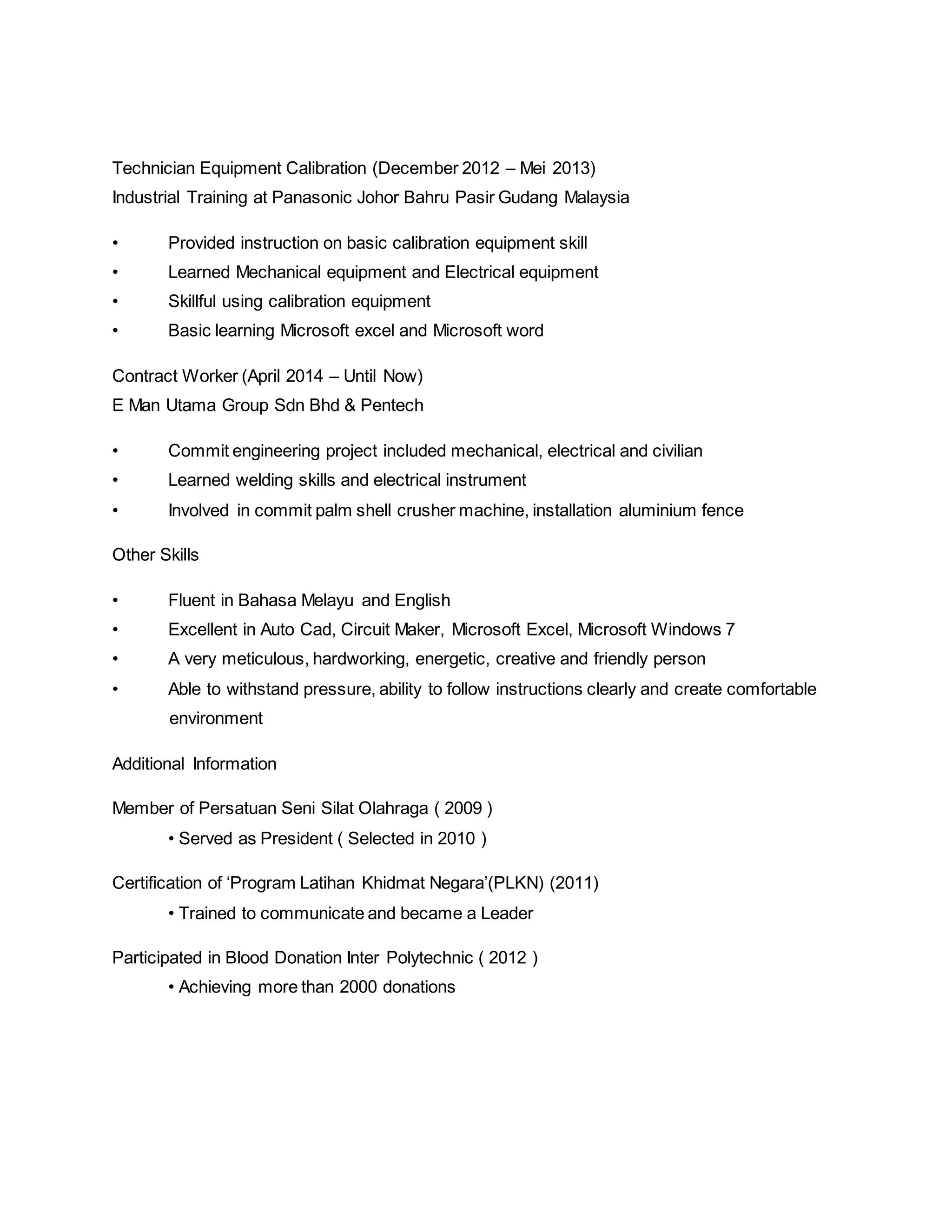 Contoh Resume | DOCX