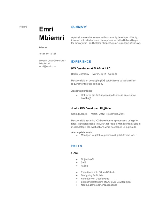CV / Resume Template ne Shqip | DOCX
