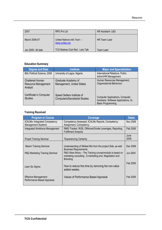 Resume Template Folarin 1 | PDF | Human Resources | Business