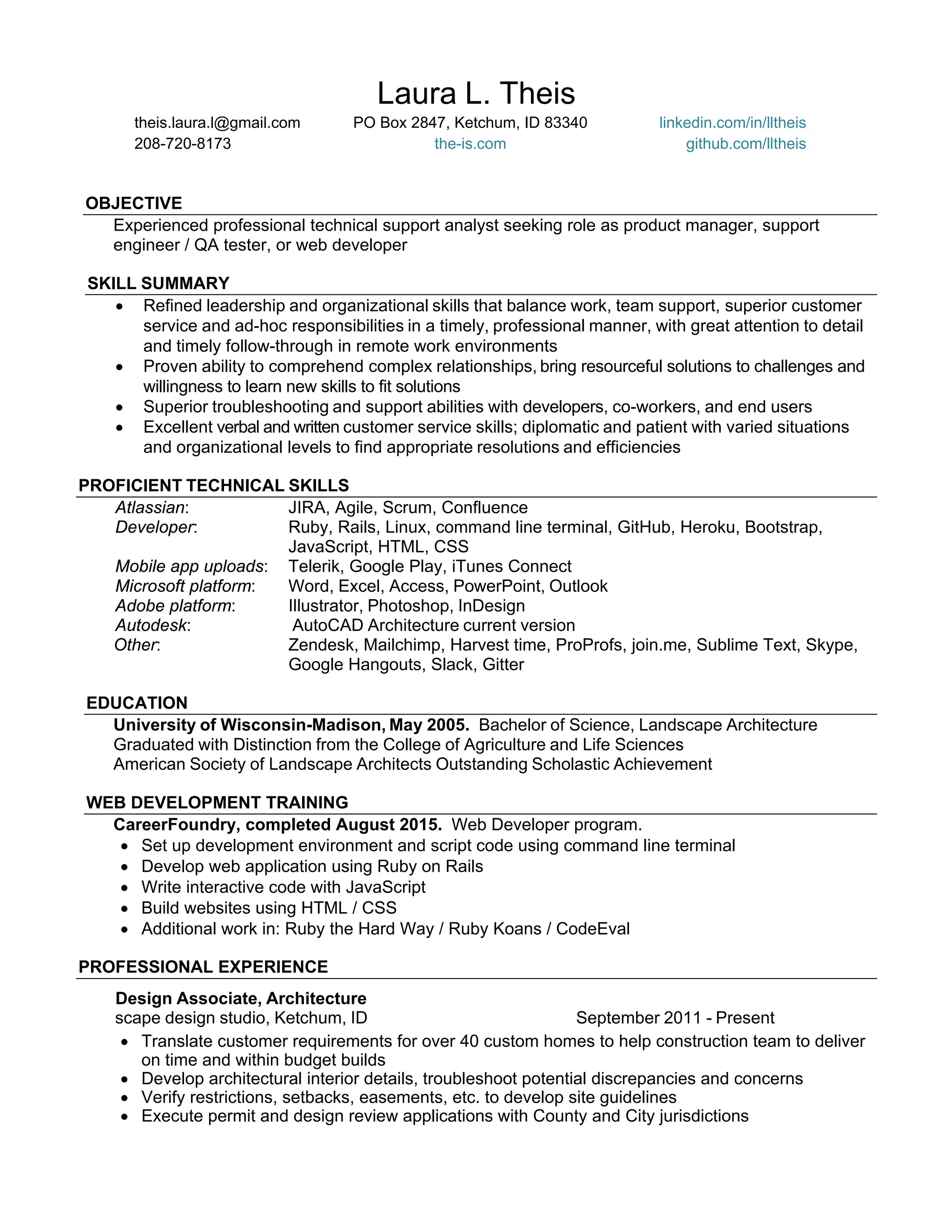 Resume Theis '16 | PDF