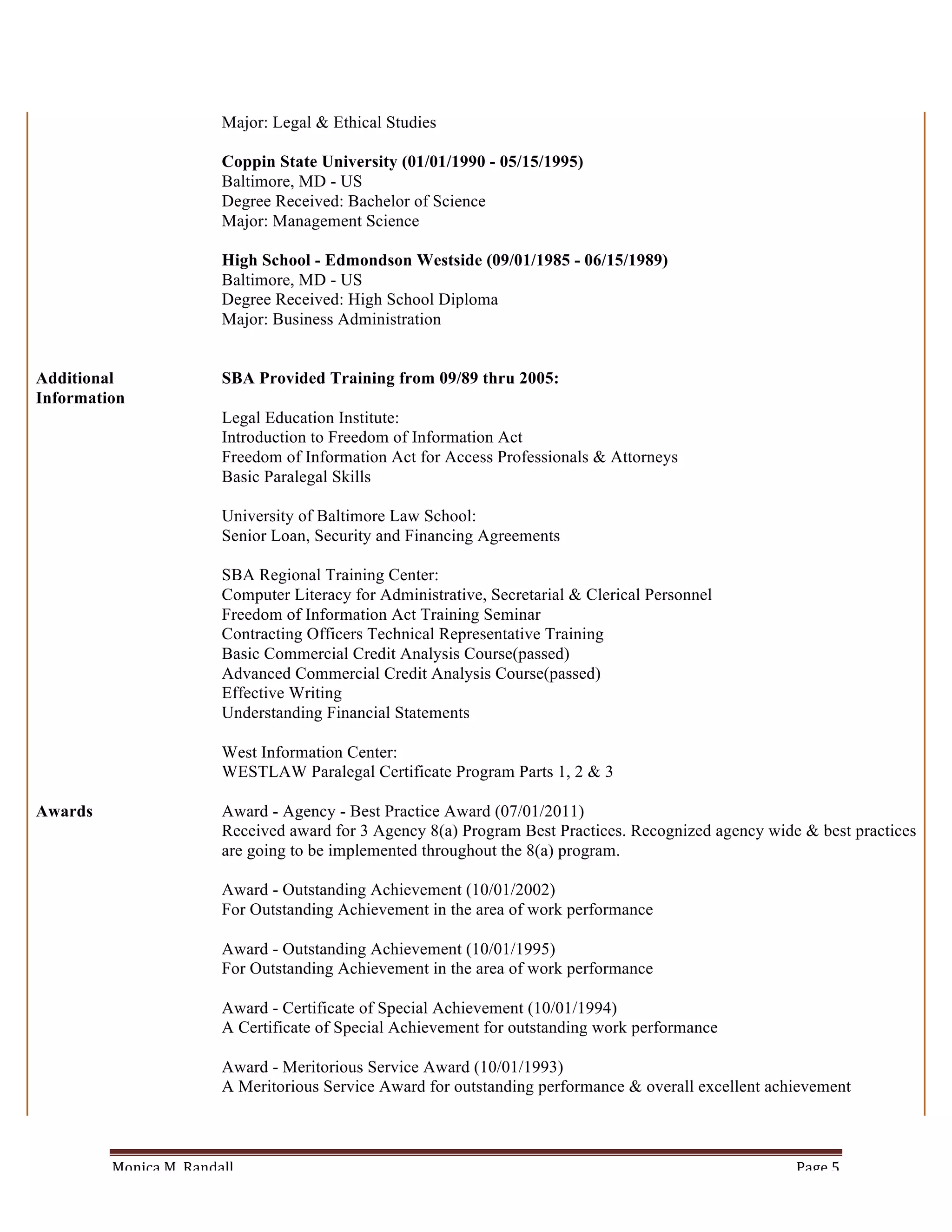 Resume The Randall Group | PDF