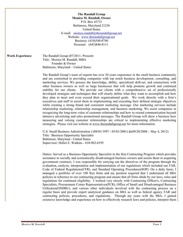 Resume The Randall Group | PDF