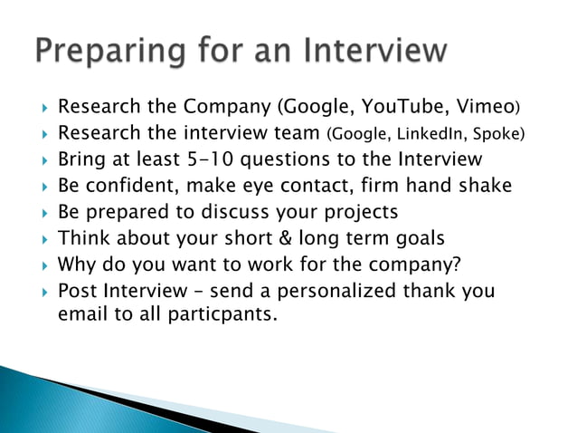 Resume & Interview Tidbits | PPTX