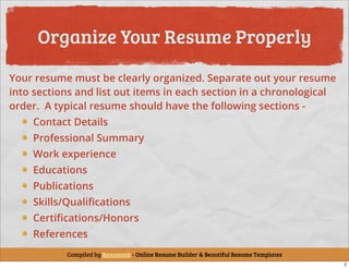 How To Write A Resume/CV - Resume Writing Tips | PDF