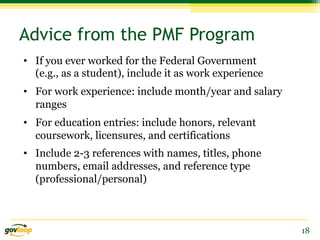 Resume Tips for Prospective Presidential Management Fellows (PMFs) | PDF