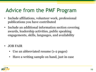Resume Tips for Prospective Presidential Management Fellows (PMFs) | PDF
