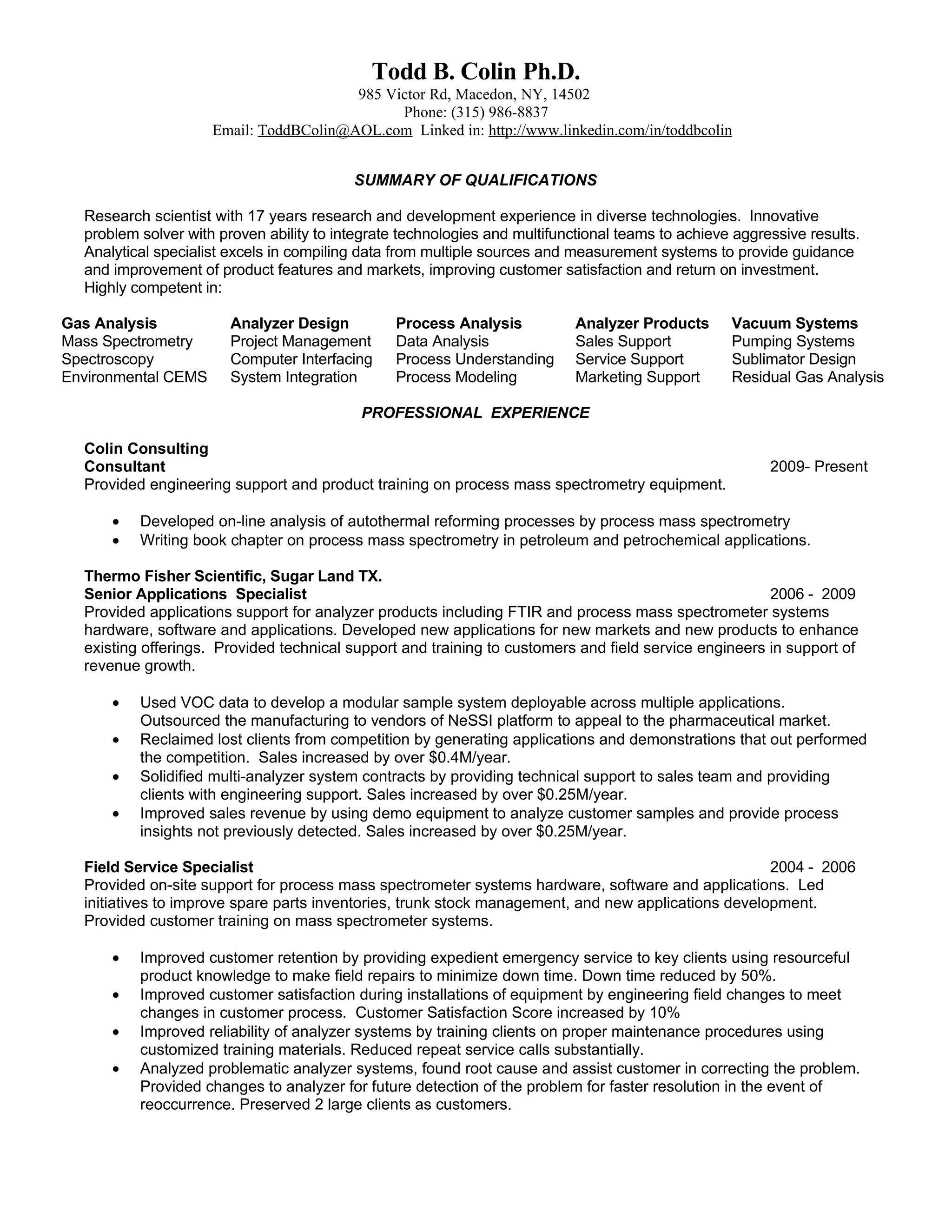 Resume Todd B. Colin | PDF