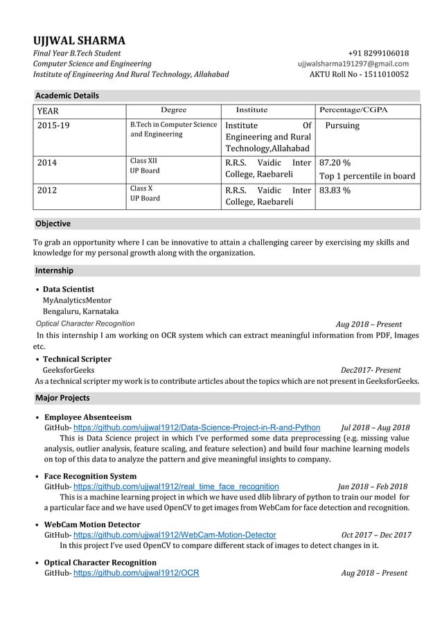 Resume ujjwal | PDF