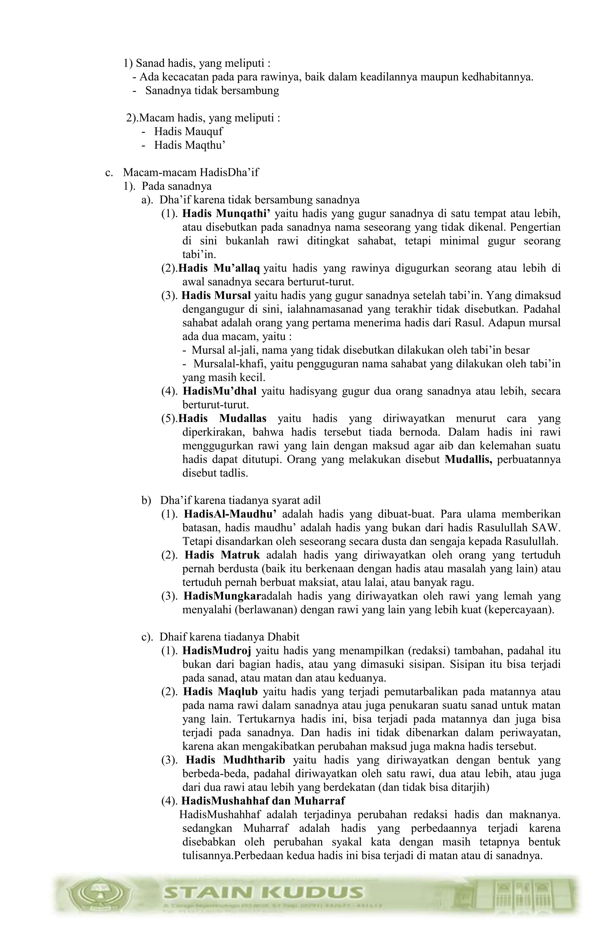 Pembagian Hadis dari Segi Kualitas | DOCX