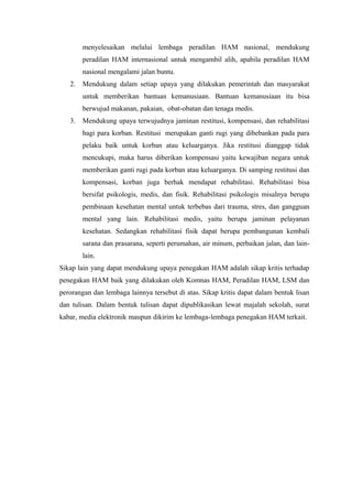 Resume upaya pemerintah dalam penegakan ham dan partisipasi masyarakat dalam menegakkan ham di ...