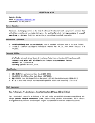 Resume vc++,c++ 4 yrs | DOCX