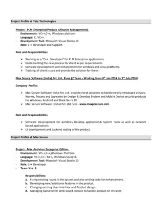 Resume vc++,c++ 4 yrs | DOCX
