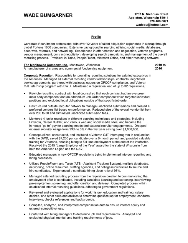 Resume wade bumgarner | PDF
